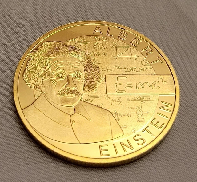 ALBERT EINSTEIN GOLD Coin Rotating Storage Box Science Manhattan ...
