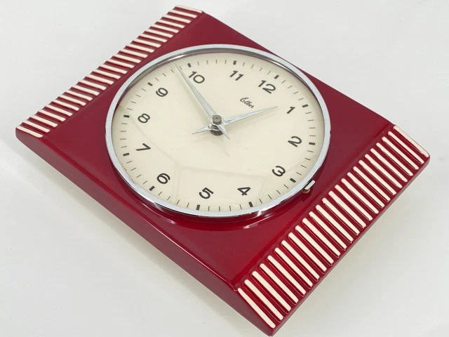 * WANDUHR ELBOR Keramik 1950Er Original Vintage Küchenuhr Uhr Selten ...