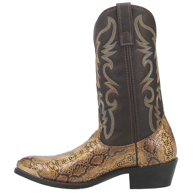 LAREDO MONTY SNAKE Print Pointed Toe Pull On Cowboy Mens Brown, Gold ...