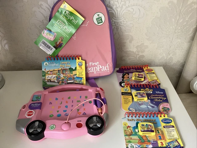 LEAPFROG MY FIRST LeapPad Bus Pink 4 Books & Game Cartridges Learning ...