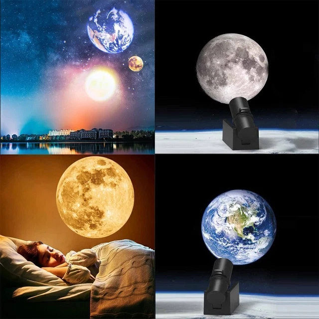 LED PROJECTOR MOON Earth Planet Night Light Space Atmosphere Projection ...