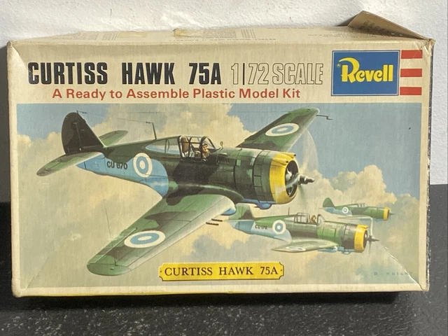 REVELL CURTISS HAWK 75A Scale Model Aeroplane Kit 1/72, worn Decals £2. ...