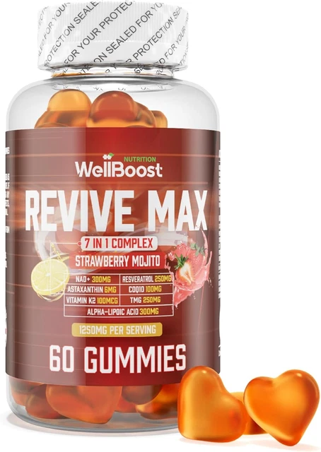 REVIVE MAX GUMMIES, NAD 300Mg, Alpha-Lipoic 300Mg, Resveratrol 250Mg ...