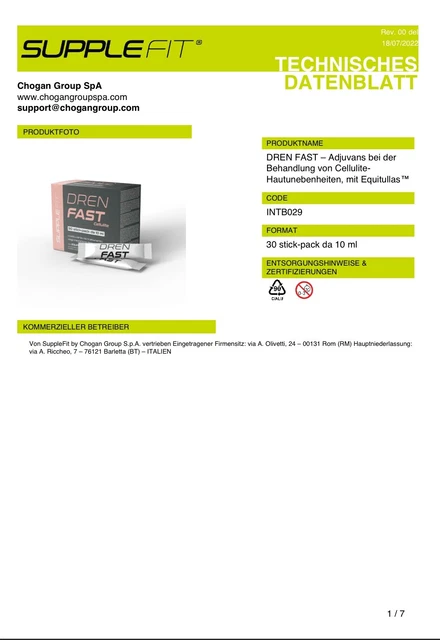 SUPPLEFIT DREN FAST Bio Adjuvans gegen Cellulite und Hautunebenheiten ...