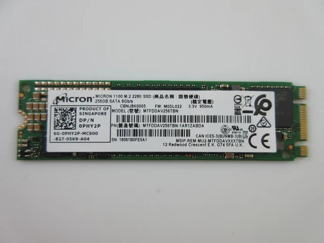 DISQUE DUR SSD M.2 MICRON MTFDDAV256TBN 256GB Original #0 EUR 22,05 ...