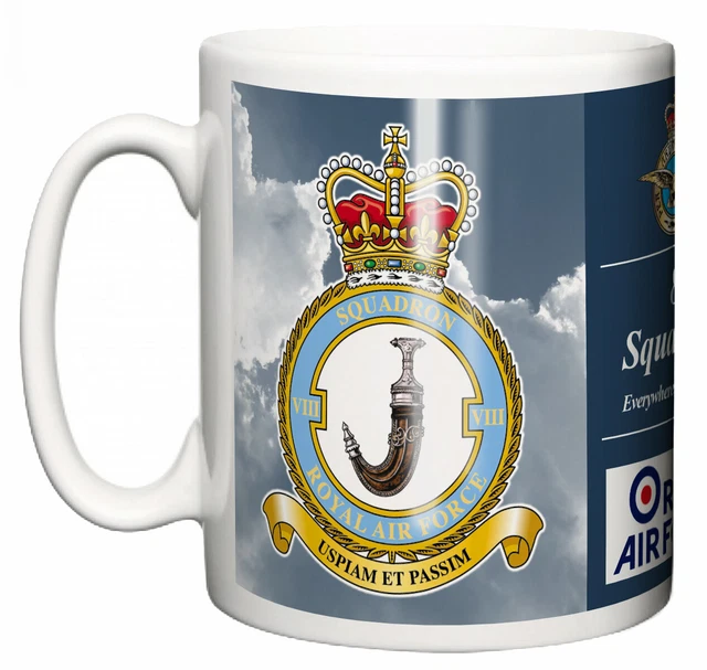 RAF 8 SQUADRON Ceramic Mug, Crest Motto, Waddington Base Royal Air ...