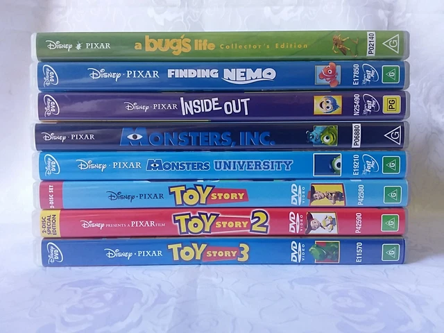 DISNEY PIXAR X 8 Movies DVD Region 4 Toy Story Finding Nemo Inside Out ...