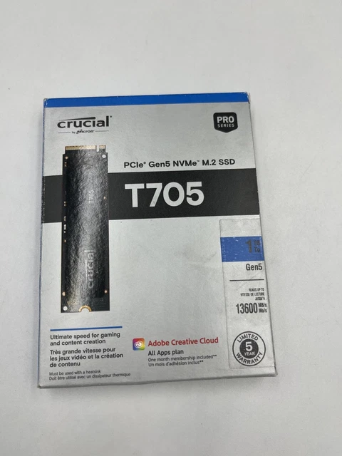 CRUCIAL T705 1TB SSD PCIe Gen5 NVMe M.2 Interne Gaming SSD EUR 94,54 ...