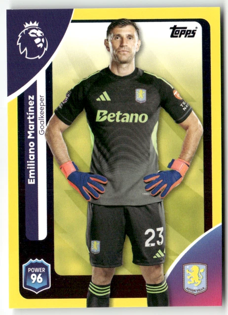 TOPPS PREMIER LEAGUE 2025-26 Soccer No. 20 Emiliano Martinez Yellow ...