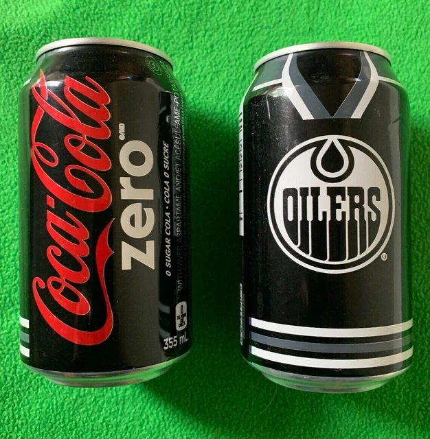 EDMONTON OILERS LOGO NHL Hockey Coca Cola Coke Zero BLACK Can $5.99 ...