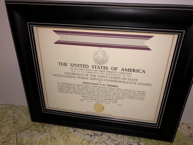 CJCS - COMMEMORATIVE AWARD FOR OUTSTANDING PUBLIC SERVICE CERTIFICATE ...