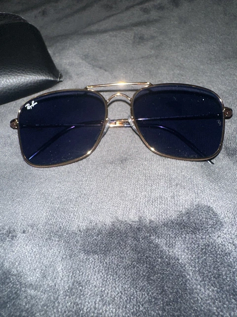 RAY-BAN RB3136 58MM Caravan Gold Frame Crystal Blue Lens Men's Metal ...