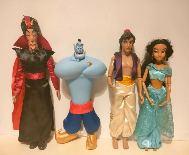 DISNEY ALADDIN SET x 4 Dolls VILLAINS JAFAR Jasmine Genie 12" Disney ...