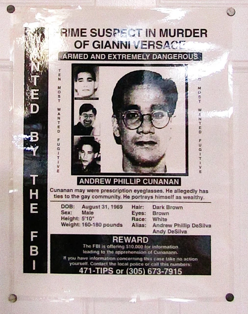 FBI WANTED POSTER Gianni Versace Killer Andrew Phillip Cunanan 1997 ...