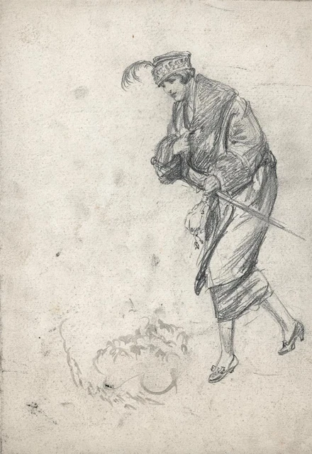 PENCIL DRAWING - Fortunino Matania (1881-1963) - Beautiful Portrait Of ...