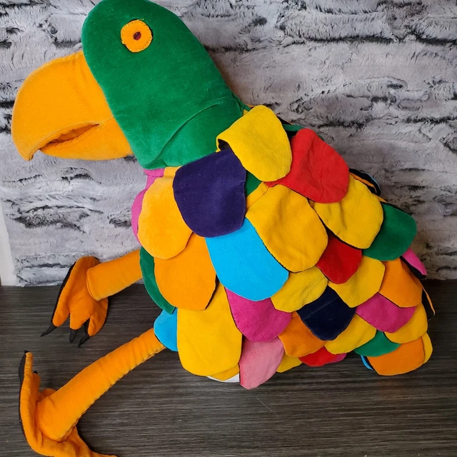 PARROT HEAD GROOVY Stuffed Velvet Fabric Feathers Costume Bird Hat ...