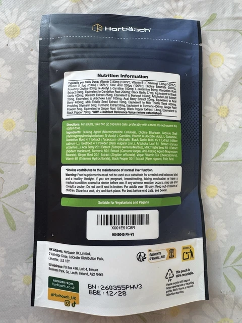 HORBAACH LIVER COMPLEX 400mg Milk Thistle 120 Capsules Vegan Food ...