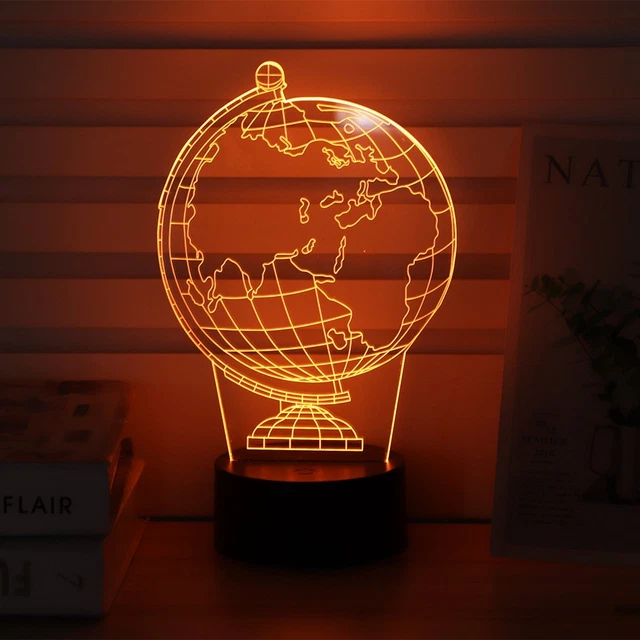 MINI GLOBE SHAPE Visual Optical Lamp 7 Color LED Night Light Home ...