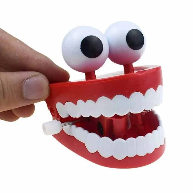 WIND UP TEETH Chattering Kids Toy Fake Teeth Toys with Eyes Party Joke ...