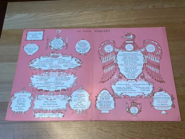 ANCIEN MENU RESTAURANT La Tour d'Argent rouge/rose sans prix EUR 8,00 ...