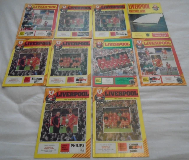 VINTAGE 1980'S LIVERPOOL FOOTBALL CLUB LOT OF 10 X FOOTBALL PROGRAM'S ...