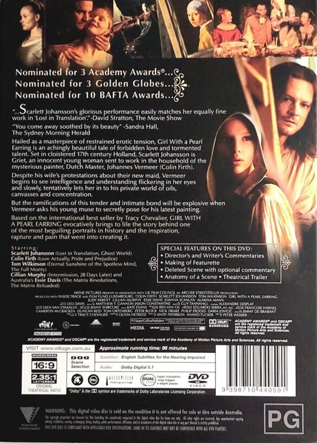 GIRL WITH A Pearl Earring DVD - REGION 4 AU - Scarlett Johansson ...