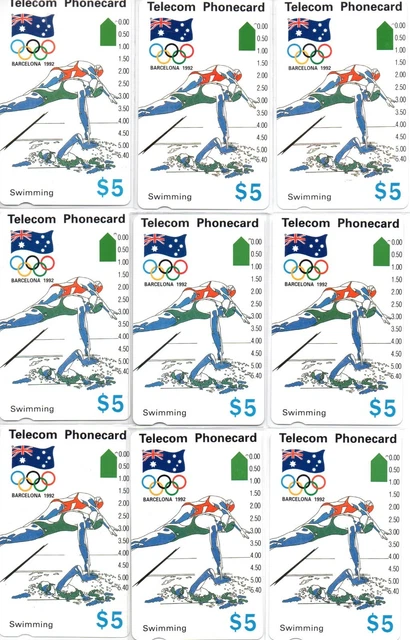 TELECOM PHONECARDS-1992 BARCELONA Olympic Games-Swimming-10 Cards-All ...