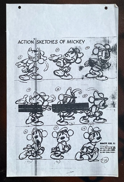 MICKEY MOUSE 1938 ACTION POSES MODEL SHEET Disney ANIMATION Research ...