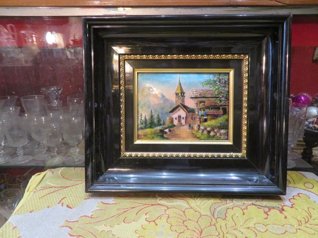 ANTIQUE EMAIL BOARD filing enamels landscape mountains of savoy desk £ ...