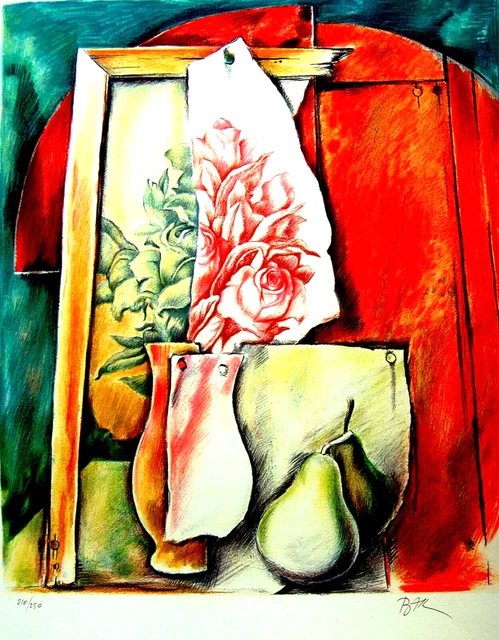 SAMUEL BAK ORIGINAL HAND SIGNED Art LITHOGRAPH Surrealist HEBREW Jewish ...