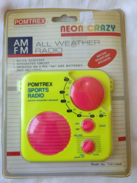 NEUF RADIO PERSONNELLE VINTAGE Pomtrex années 80 Punk AM/FM * NÉON ...