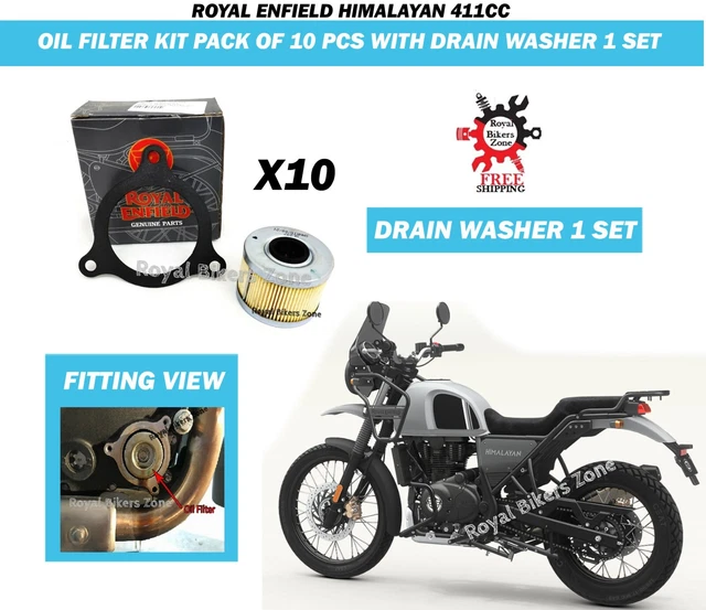 ROYAL ENFIELD HIMALAYAN "Oil Filter" Kit Pack of 10 pcs With Drain ...