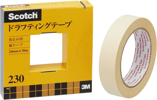 3M SCOTCH MASKING Tape Drafting Tape with Cutter Paper Boxed 24mm x 30m ...
