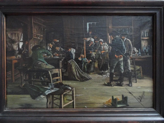 HUILE SUR TOILE signé Léopold Lecomte tableau peinture hst rare ancien ...