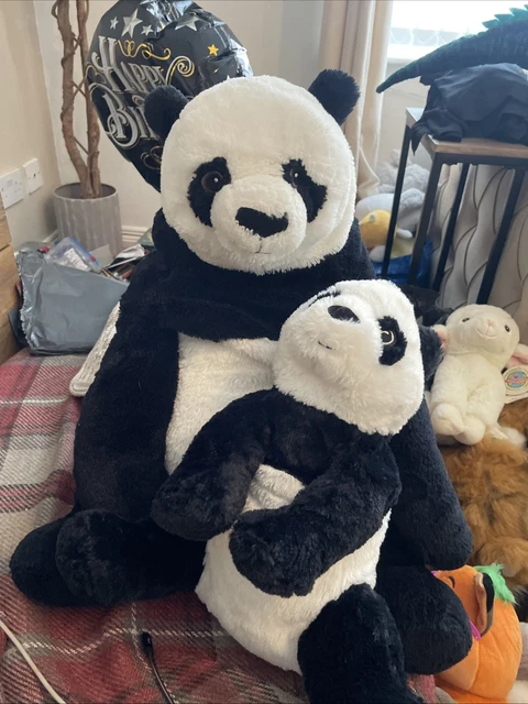 2 X IKEA Kramig Panda Bears Plush Big And Small Mama And Baby £10.99 ...