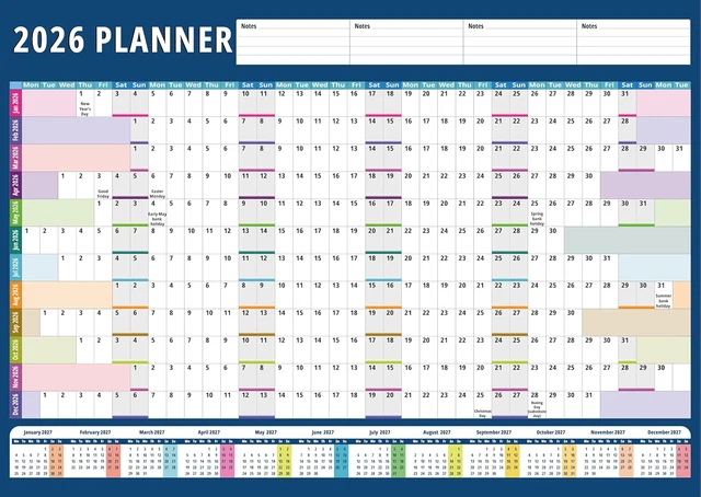 A1 WALL PLANNER 2026 UK Wall Calendar 2026 Yearly Wall Planner A1 ...