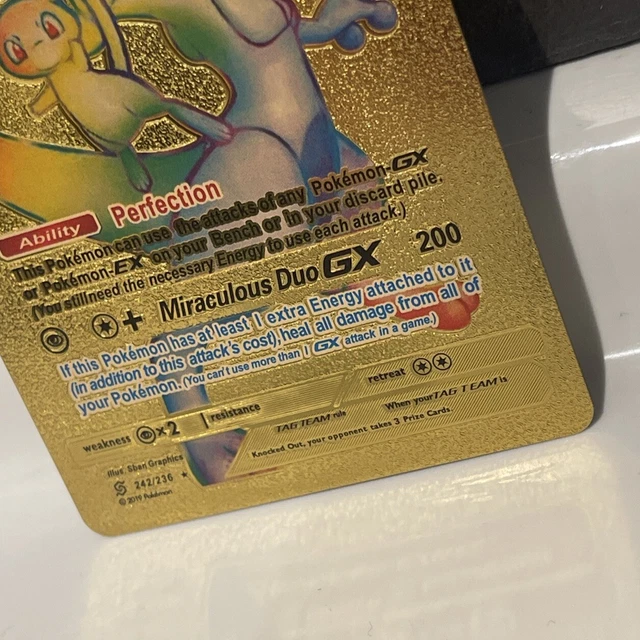 MEWTWO & MEW GX Tag Team Rainbow Gold Foil Pokemon Fan art Card EUR 1 ...