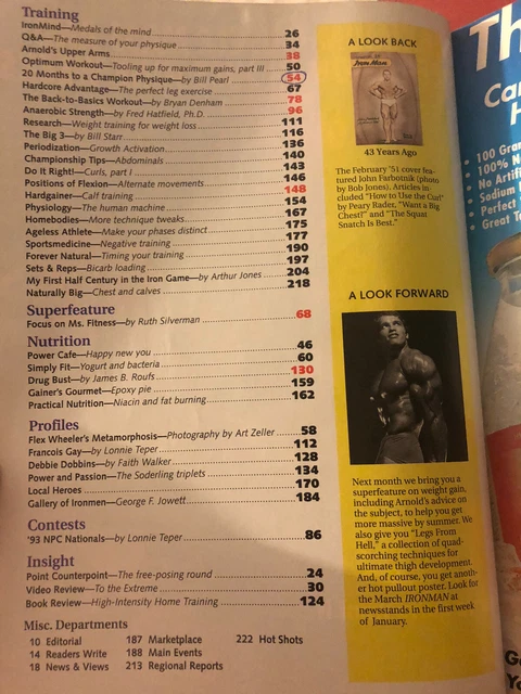 IRONMAN 1994 FEB Vol.53 #2 Debbie Dobbins Cover & Arnold Schwarzenegger ...