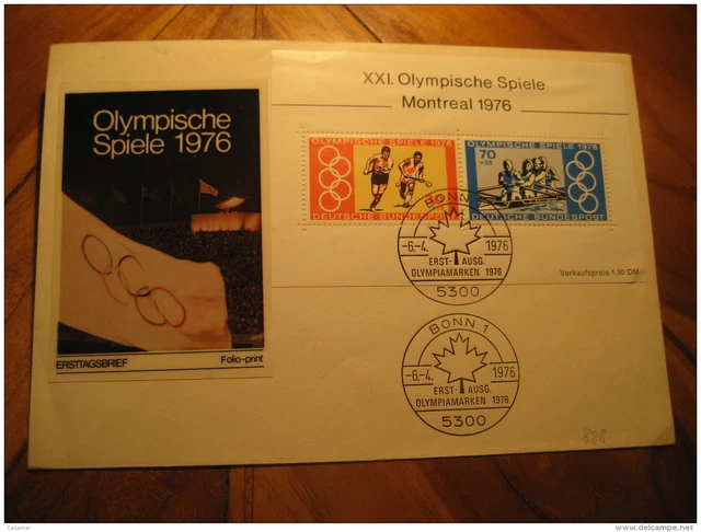 MONTREAL 1976 OLYMPIC Games Olympics Grass Hockey Rowing BONN 1976 FDC Cancel Bl EUR 4,38 ...