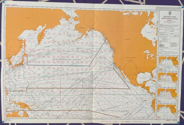 AMIRAUTÉ MARCH 5127 (3) Routeing Tableau Nord Pacific Océan Map Papier ...