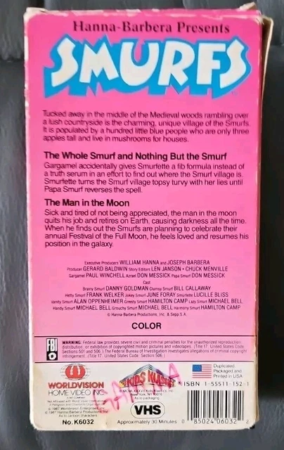 HANNA-BARBERA SMURFS THE Whole Smurf & Nothing But the Smurf VHS Tape ...