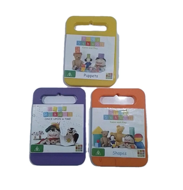 PLAY SCHOOL ABC Kids DVD Bundle x 3 Puppets Shapes Once Upon A Time ...