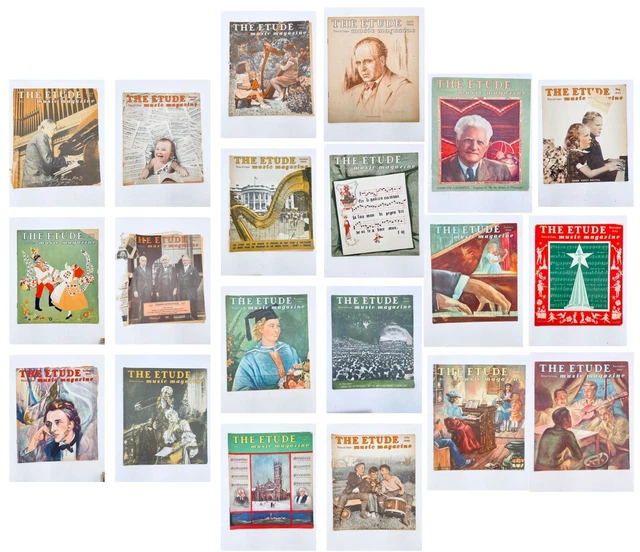 VINTAGE 1940S THE Etude Sheet Music Magazine Lot 21 Song Piano Articles ...