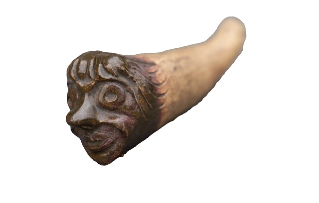 ANTIQUE CERAMIC BIRD Whistle. Imp Devil folklore face glazed on front ...