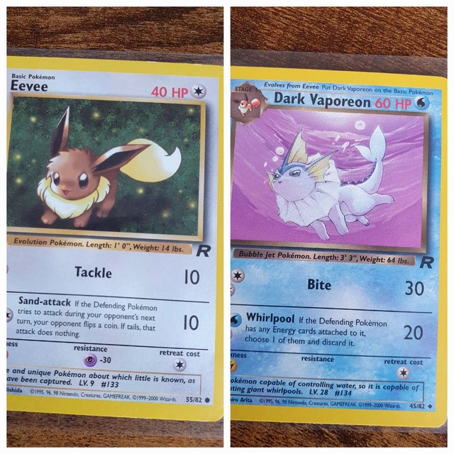 POKÉMON TCG, DARK Eevee & Vaporeon, 2 Card Bundle, Rocket Set ...