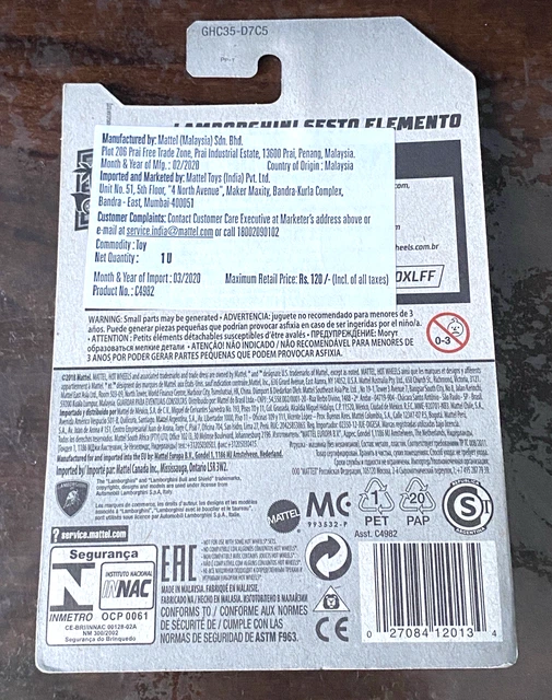 HOT WHEELS HW Exotics Lamborghini Sesto Elemento 1:64 Diecast 164/250 ...