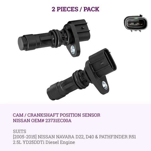 CRANK & CAM Angle Sensor For Nissan Navara D22 D40 Pathfinder R51 2.5L ...