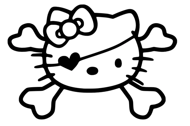 HELLO KITTY CROSSBONES Skull Car Decal Vinyl Sticker £3.50 - PicClick UK