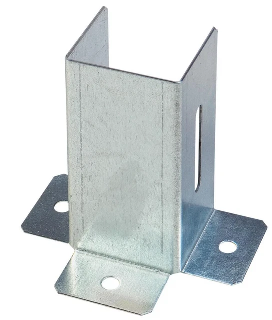 GALVANISED POST SUPPORT Foot Bracket Open Shoe Heavy Duty for Fence ...