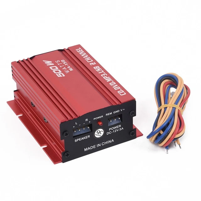 2 CHANNEL CAR Amplifier with USB Charging Port for Audio Subwoofer ...